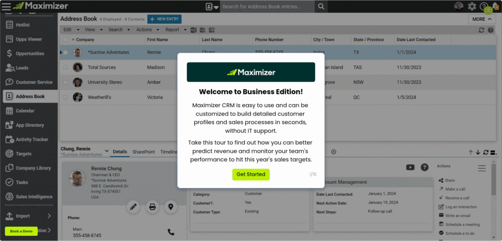 CRM Product Tours | Maximizer